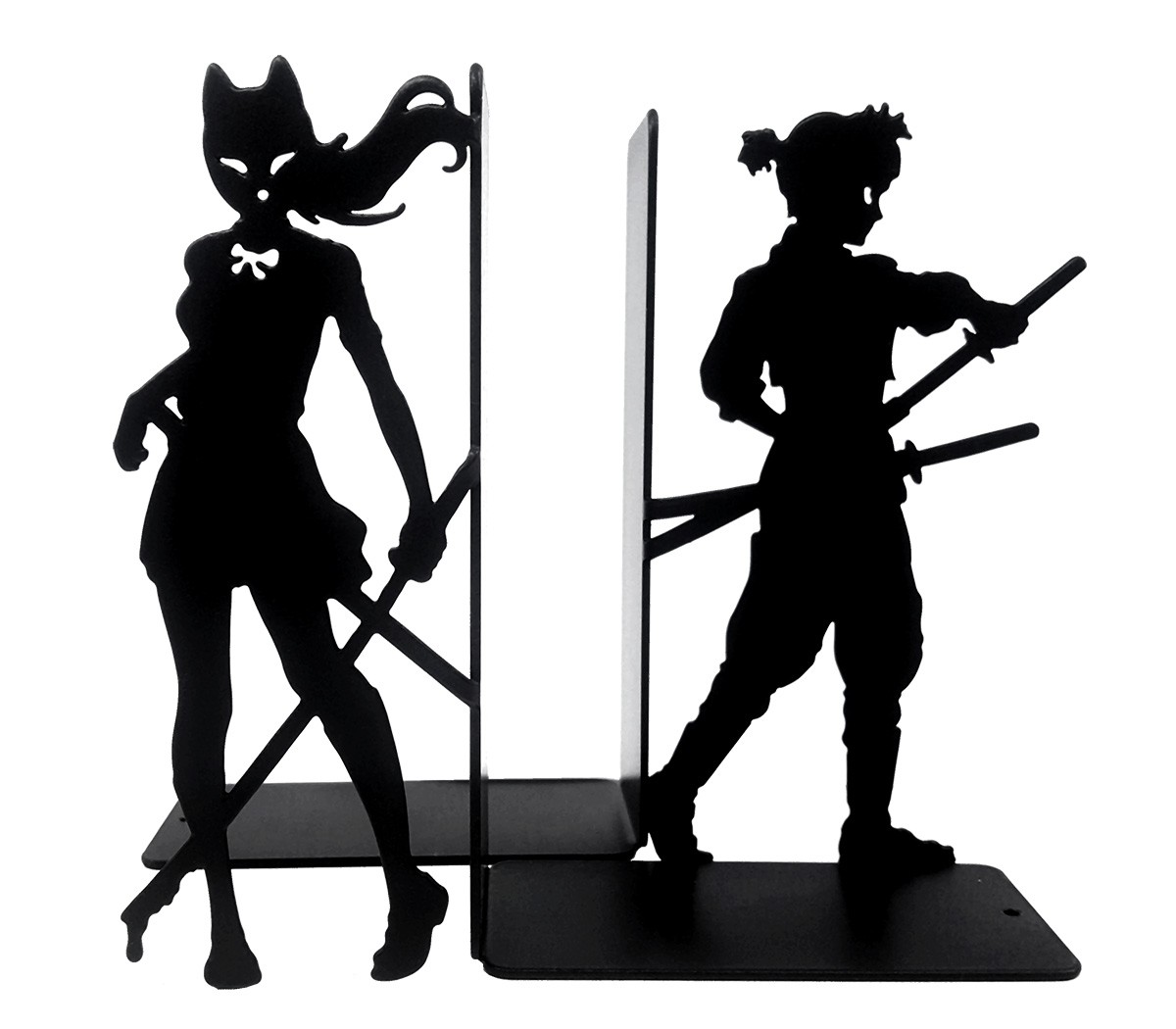 Character silhouettes items with katana to hold manga