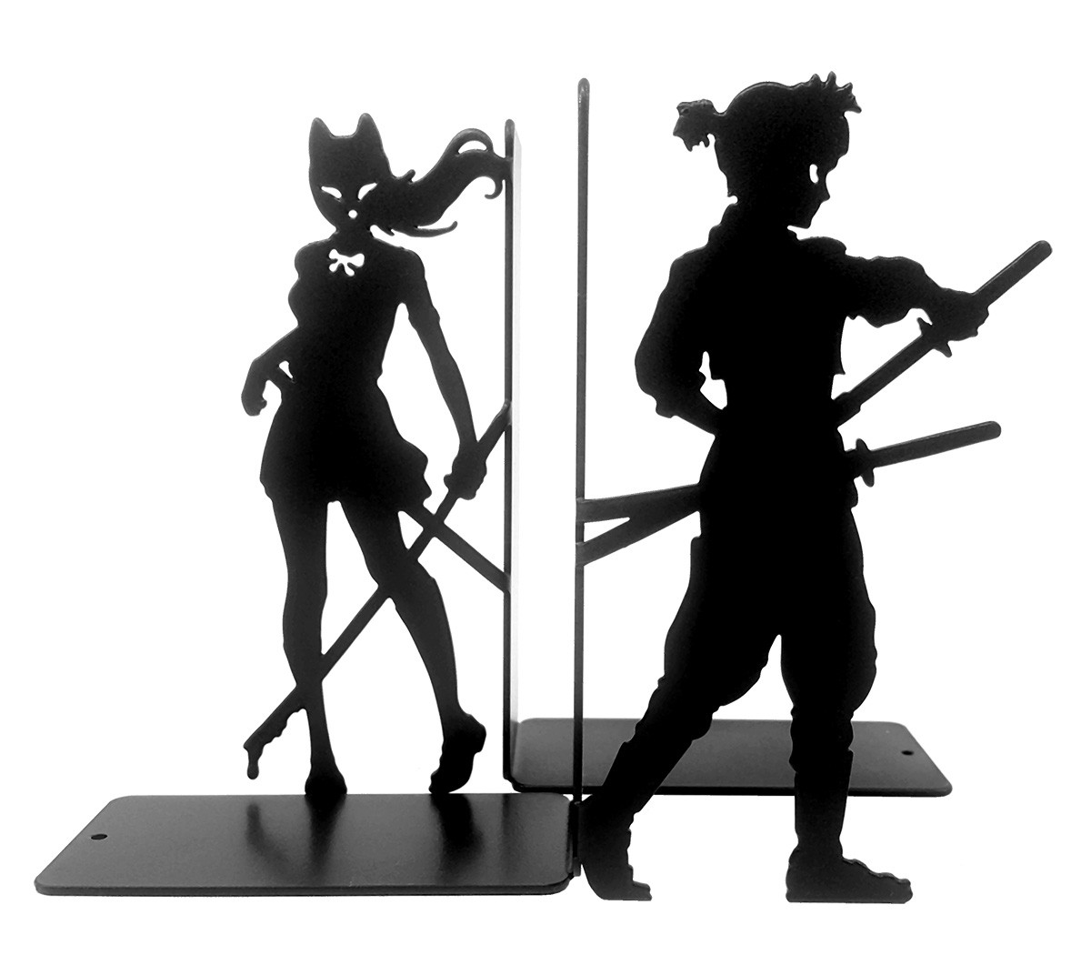 Character silhouettes items with katana to hold manga
